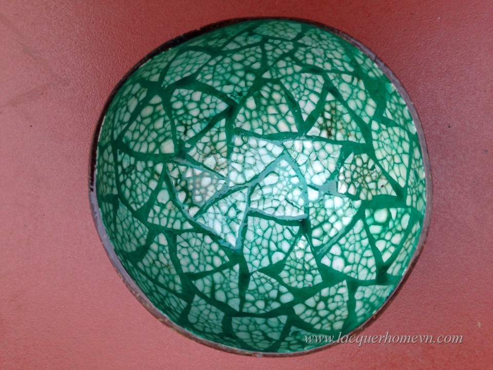 Blue triangle eggshell inlay coconut bowl HT5922.5 - Ha Thai bamboo ...