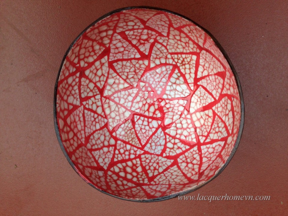 red eggshell inlay cocobowls HT5922.6 - Ha Thai bamboo lacquer co.,ltd